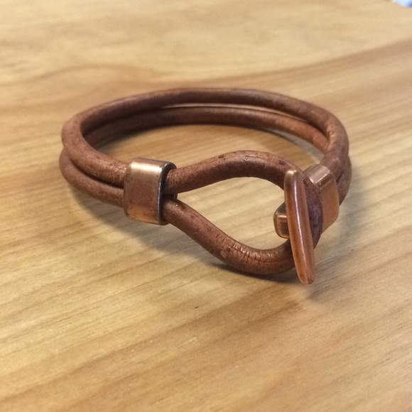 Accessories | Mens Genuine Leather Bracelet With Copper Closure | Poshmark